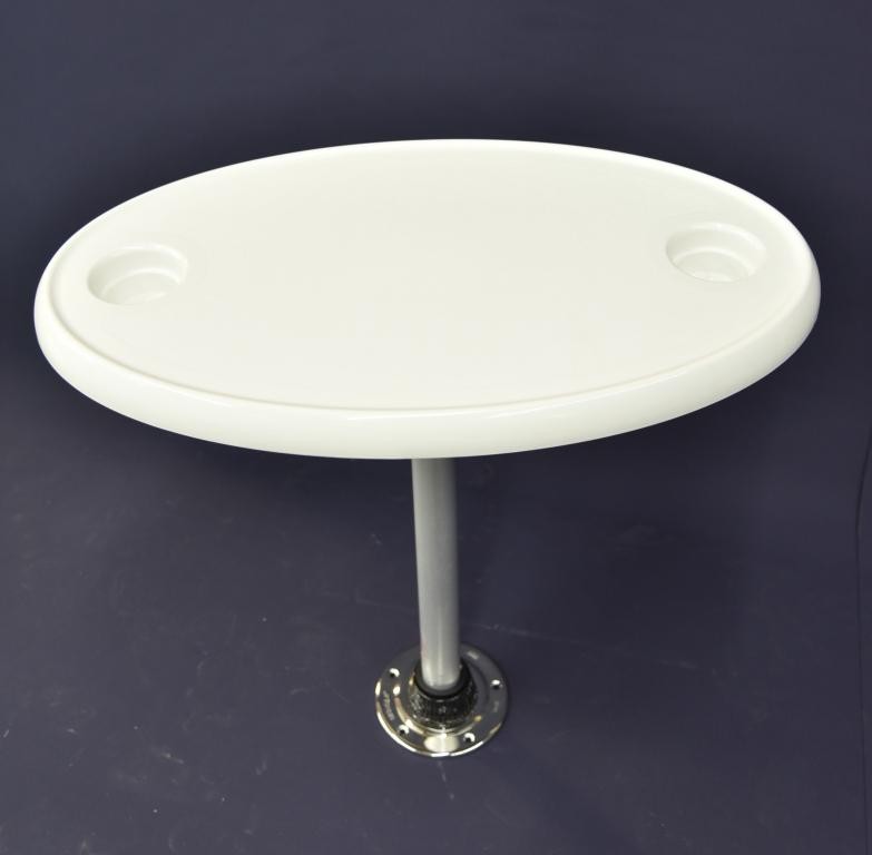 Oval Table with Post and Hardware - Pontoon Boat Furniture