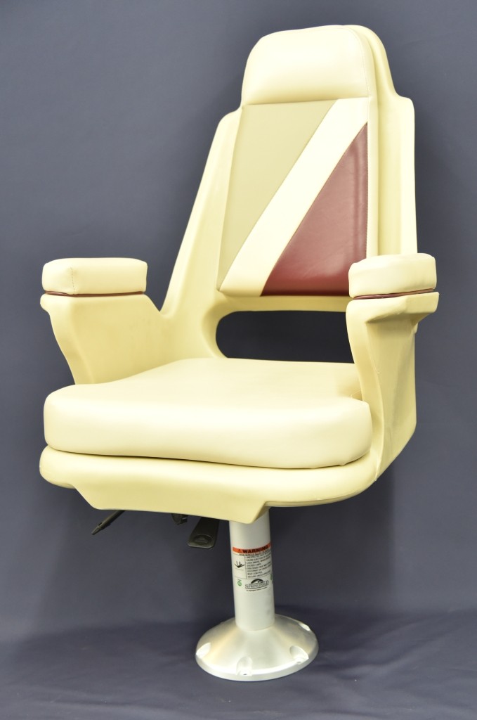 High Back Captains Chair with post & hardware - Pontoon Boat Furniture