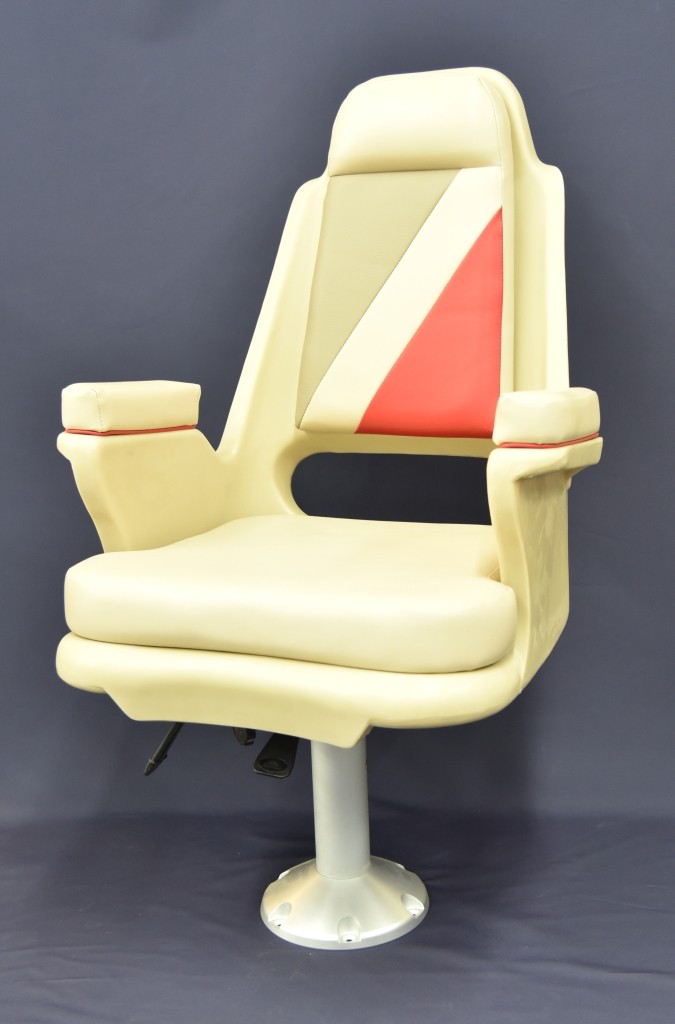 High Back Captains Chair with post & hardware - Pontoon Boat Furniture